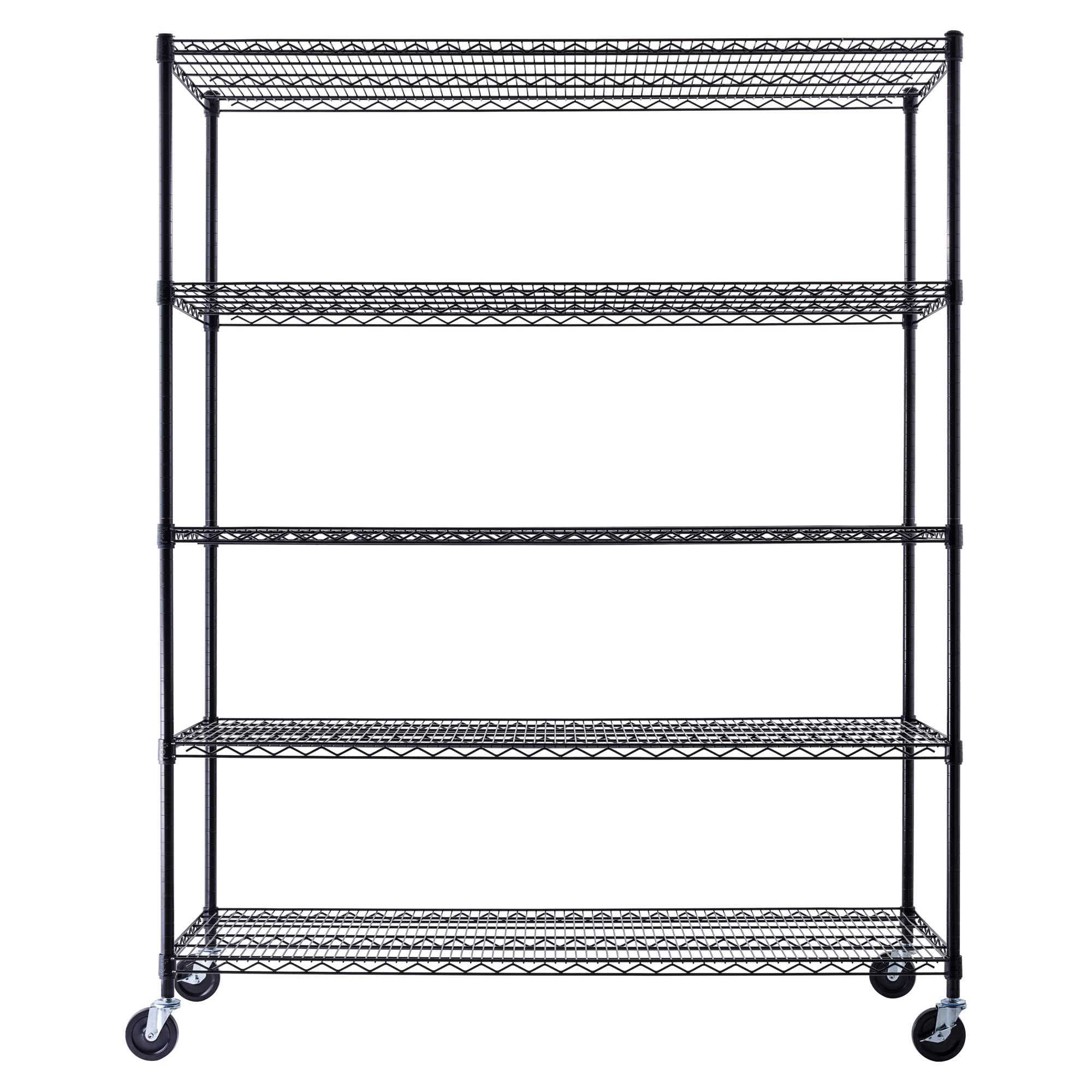 5-Tier 600 lbs Carrying Capacity Wire Shelf 72" Steel Shelf Tier Height ...
