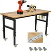 LZBEITEM 48" Adjustable Workbench, Rubber Wood Top Heavy-Duty ...