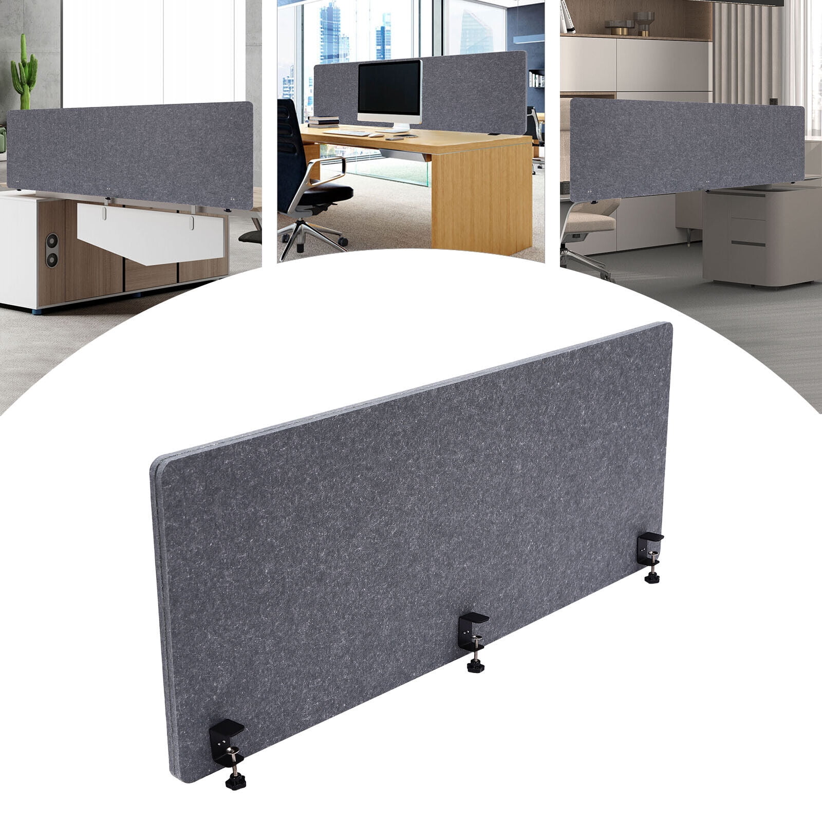 60" x 24" Desk Divider Privacy Panel Desktop Mounted Privacy Cubicle ...