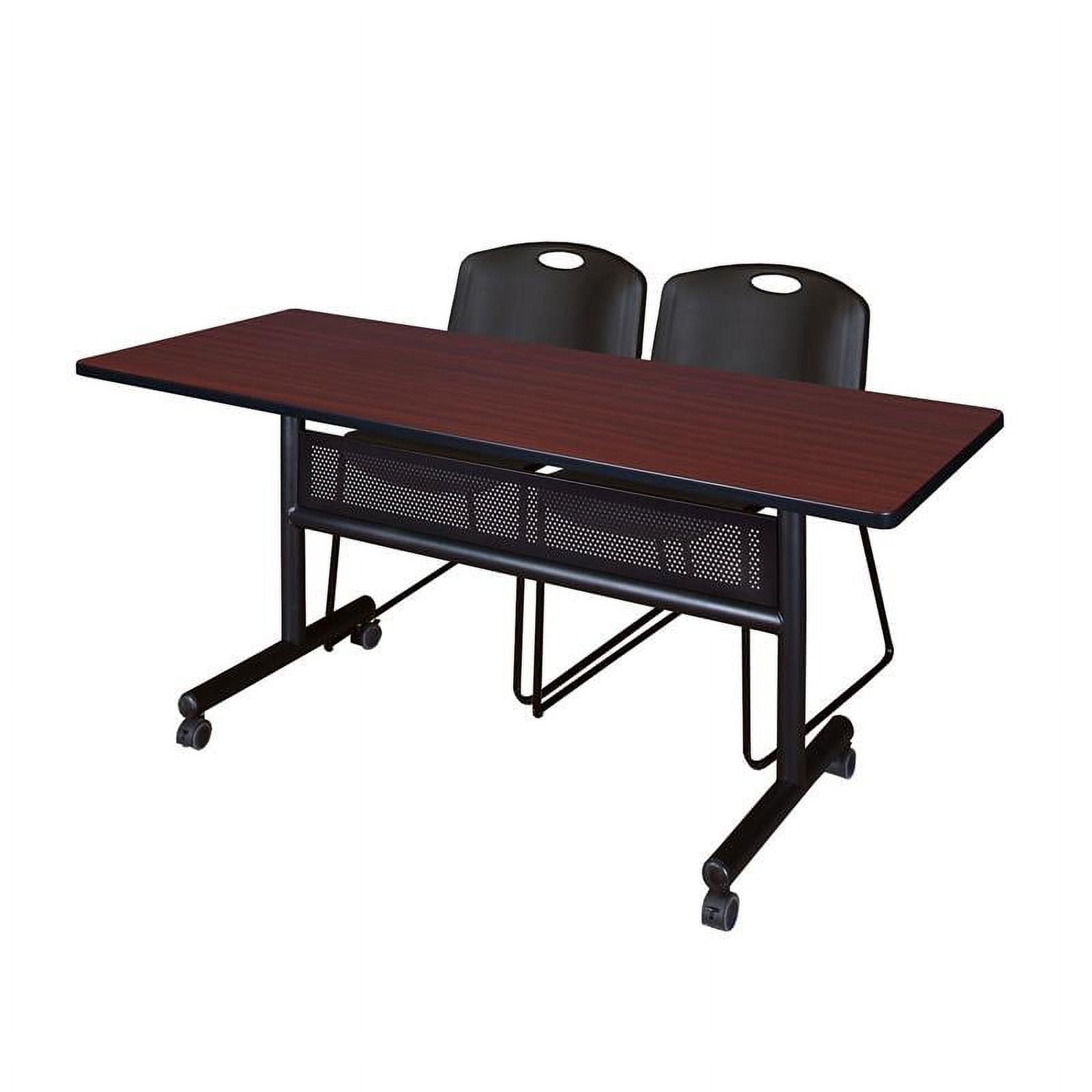 60" x 24" Flip Top Mobile Training Table w/ Divider- Mahogany & 2 Stack ...