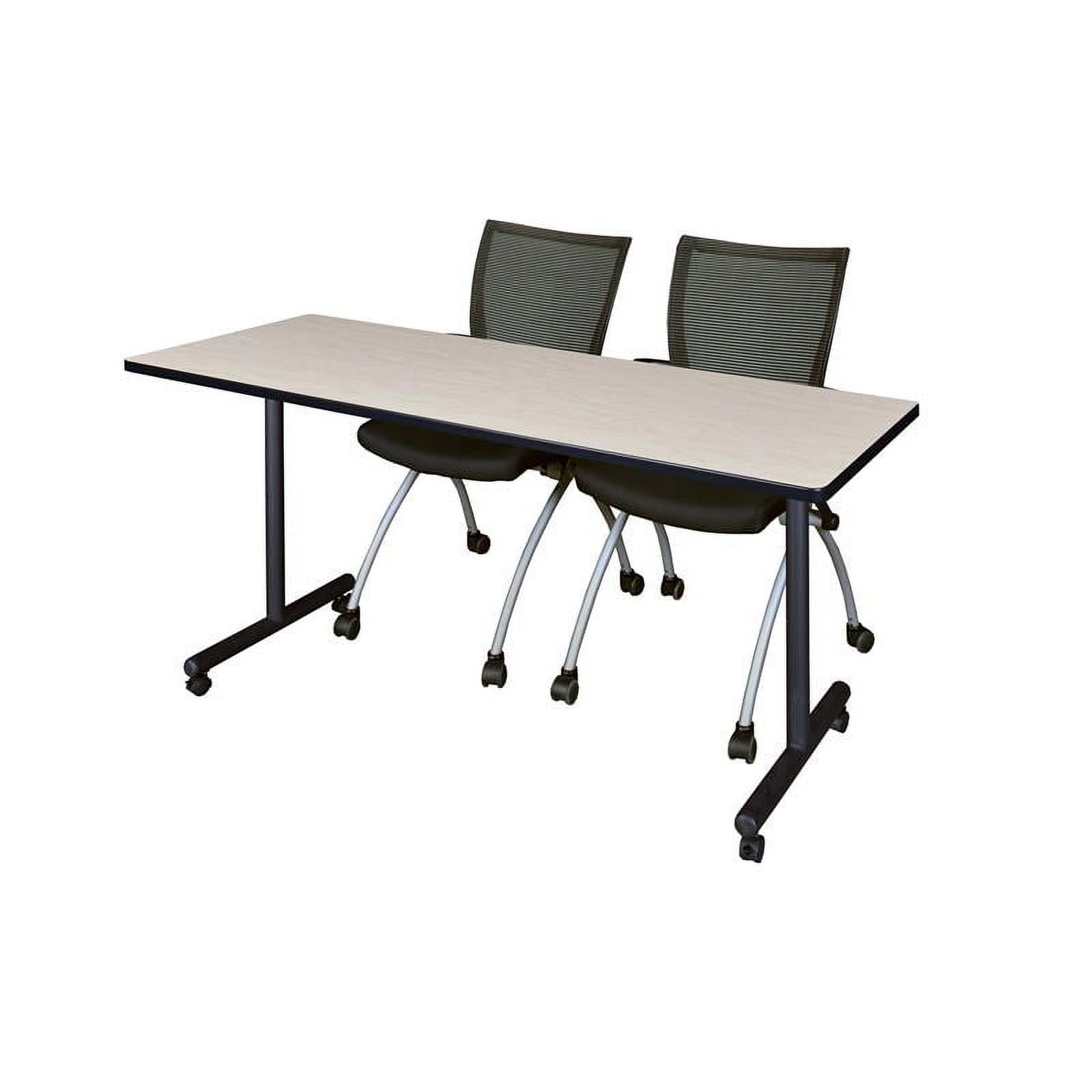 60" x 24" Kobe Mobile Training Table- Maple & 2 Apprentice Chairs ...