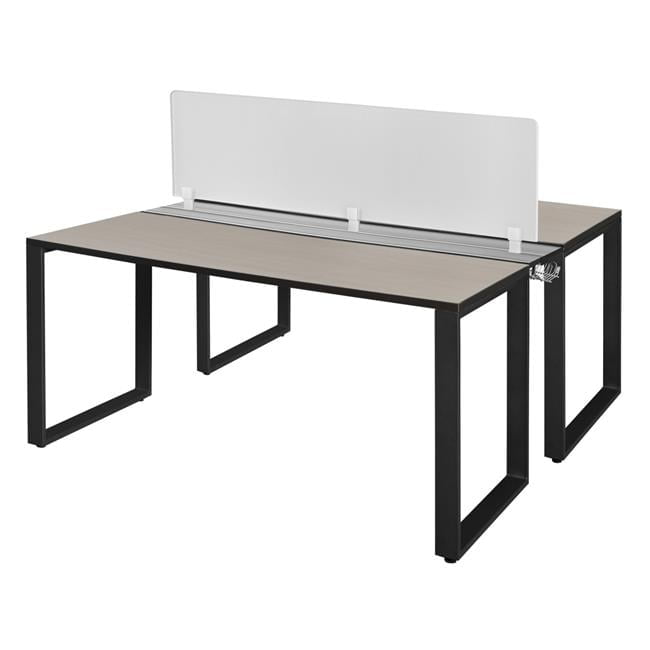 60 x 24 in. Structure Benching System with Privacy Divider, Maple ...