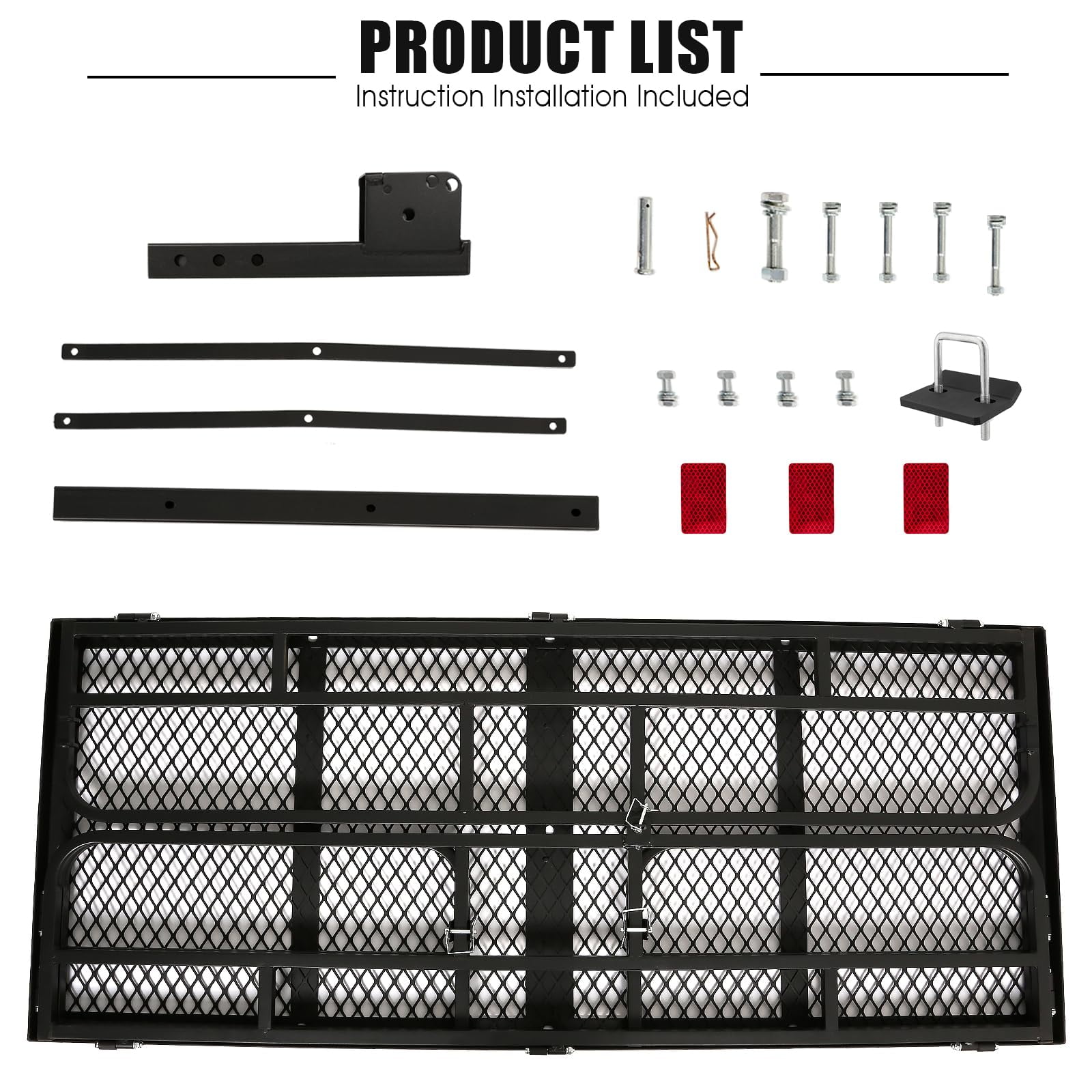 60 x 24 x 14 Inch Hitch Mount Cargo Carrier, Heavy Duty Folding Rack ...