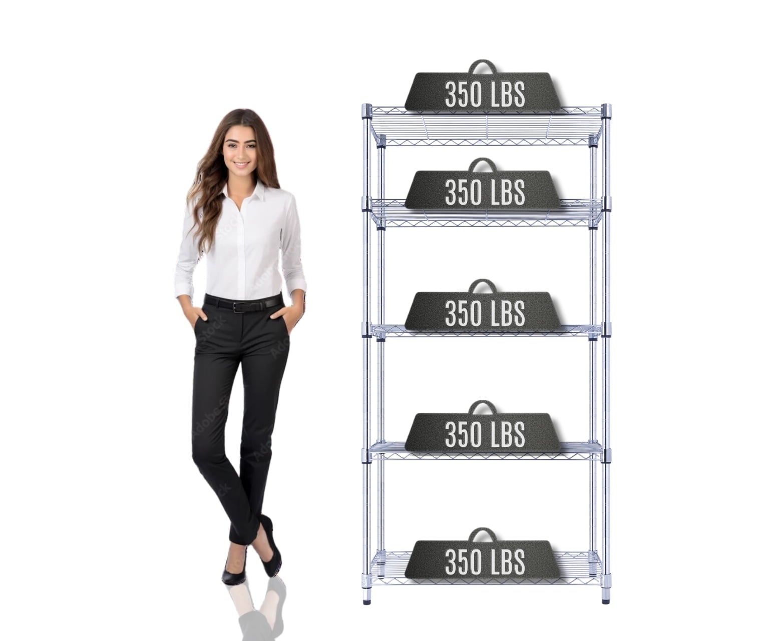 30" x 14" x 60" Prime Heavy Duty Chrome 5-Tier Wire Shelving 1,750 LBS ...