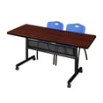 60" x 30" Flip Top Mobile Training Table with Modesty Panel- Cherry and ...