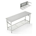 60 x 30 Inch Heavy-Duty Stainless Steel Folding Table with Undershelf ...