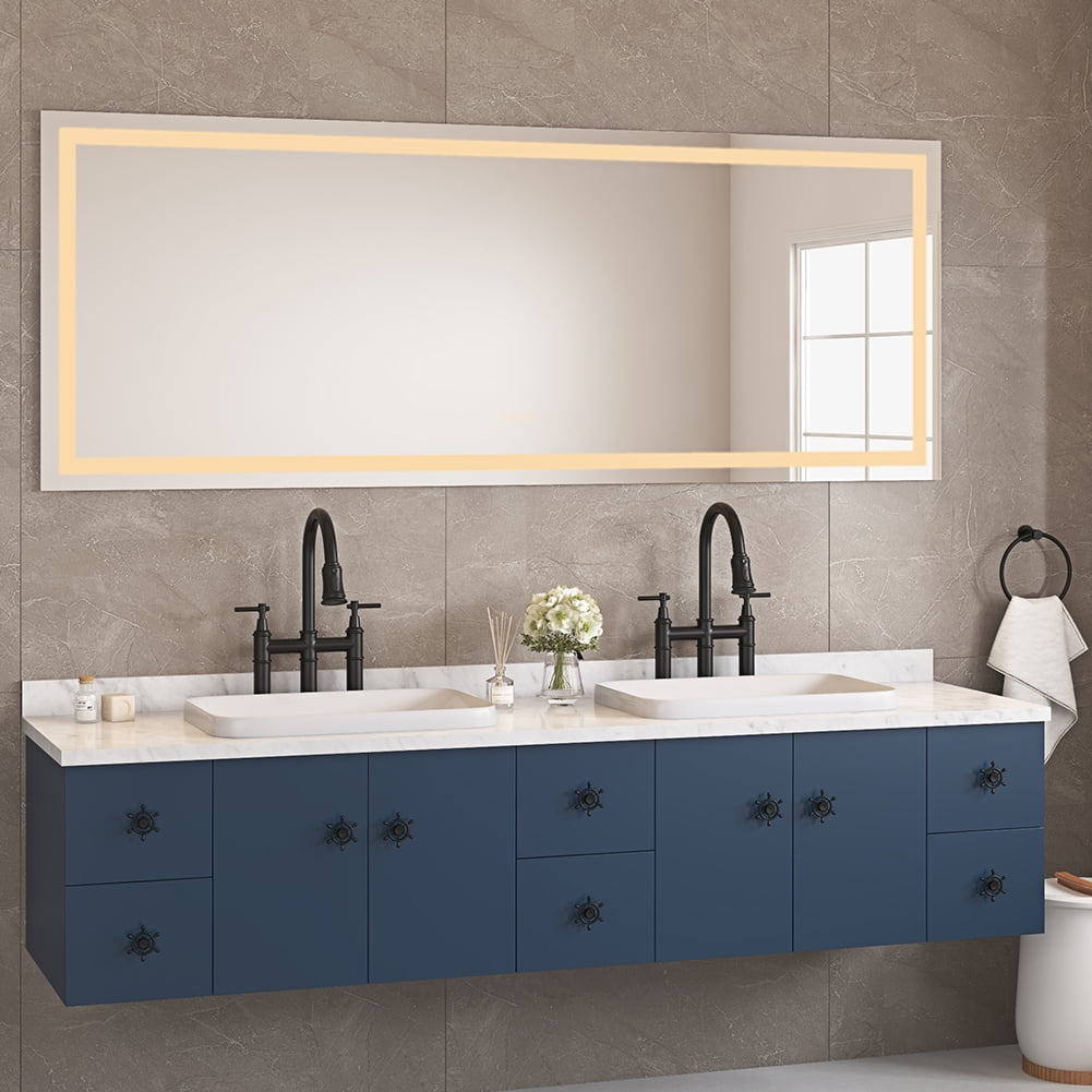 60" x 30" LED Bathroom Mirror, Wall Mounted Anti-Fog Dimmable LED ...