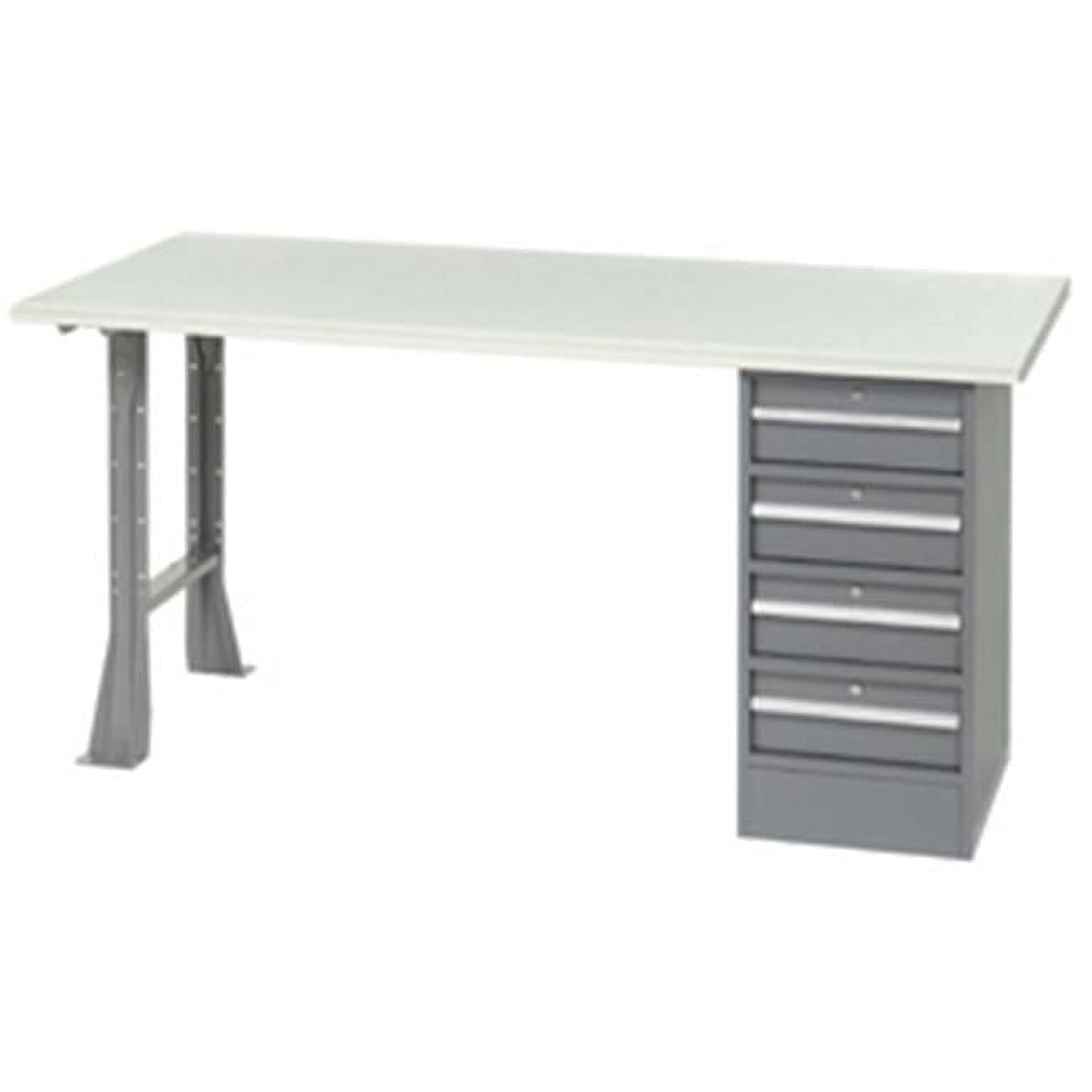 60 x 30 in. Pedestal Workbench with 4 Drawers - ESD Safety Edge - Gray ...
