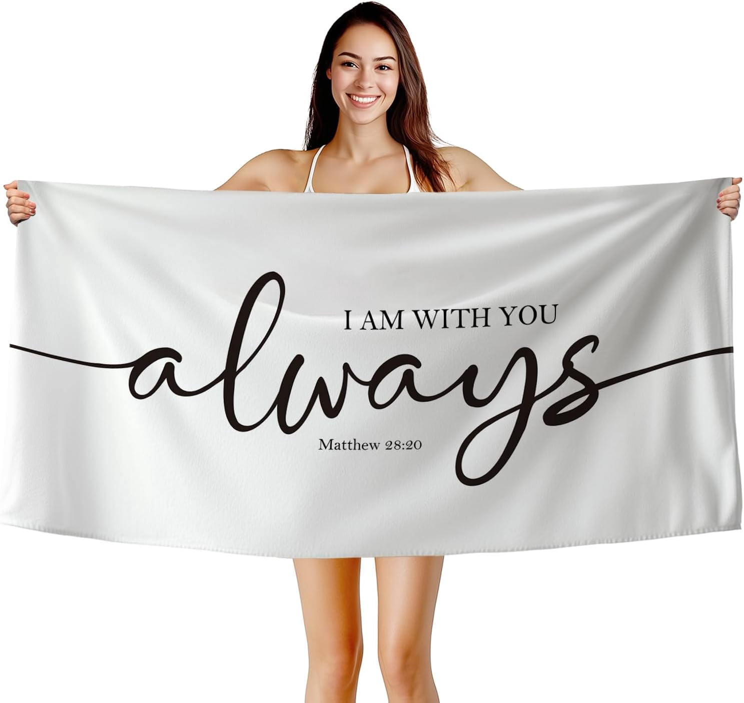 60 x 30 inch Christian I Am with You Always Beach Towel Scripture Bible ...