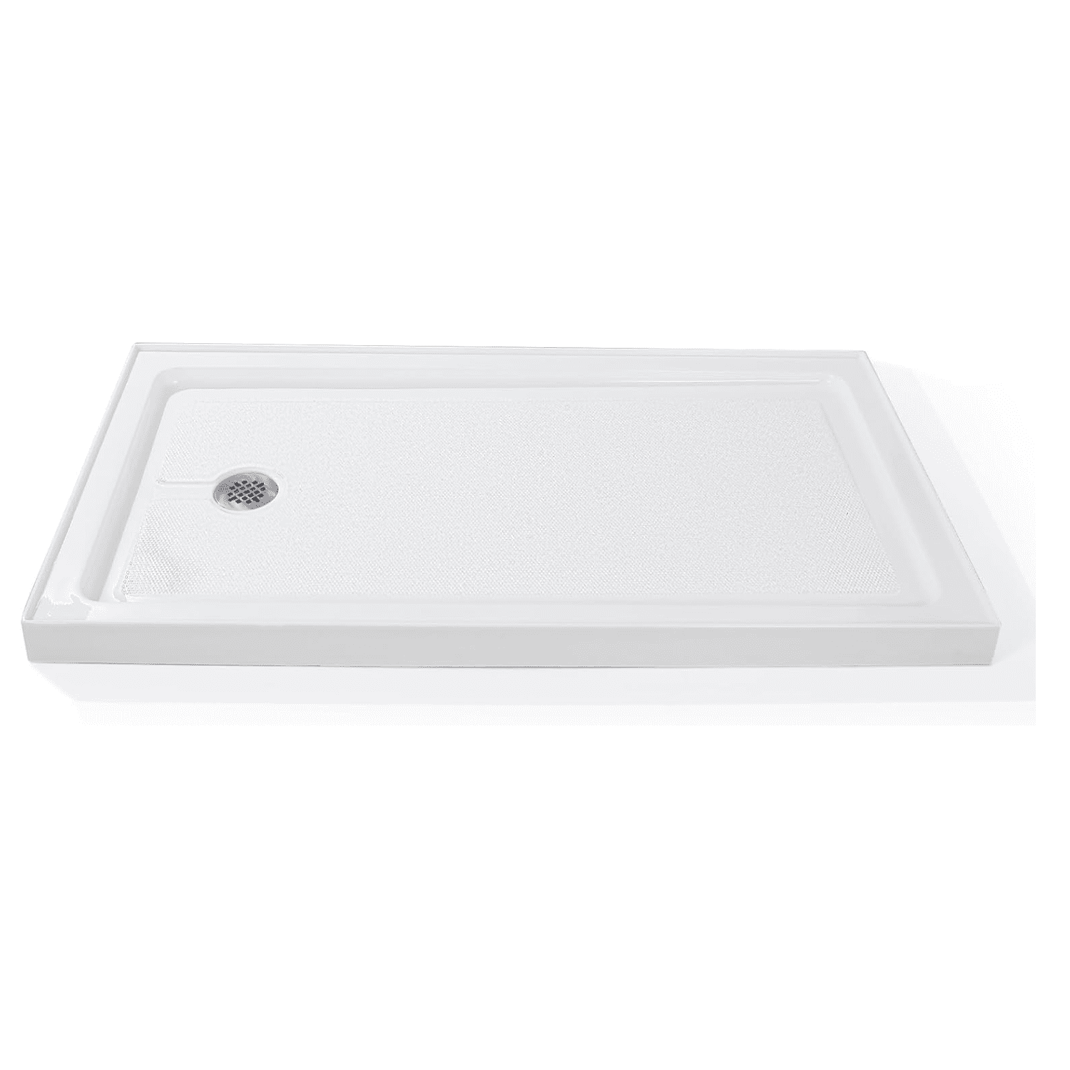 60" x 32" Shower Pan Base with Non-Slip Texture & Stainless Steel Drain ...