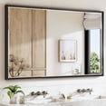60 x 36 in Black Framed Beveled Mirror for Bathroom, Shatterproof Matte ...