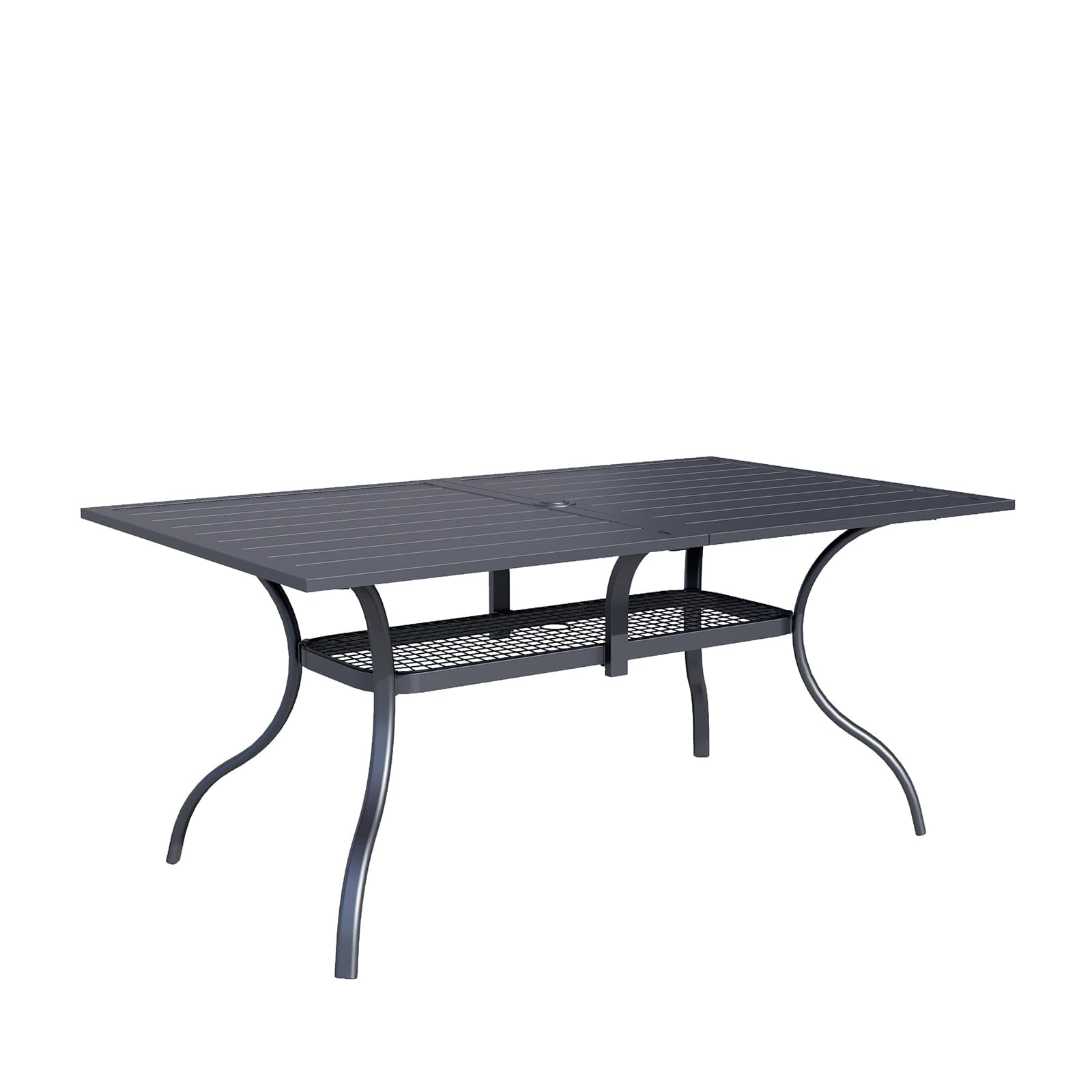 60" x 37" Patio Dining Table, Outdoor Rectangle Bistro Metal Table with ...