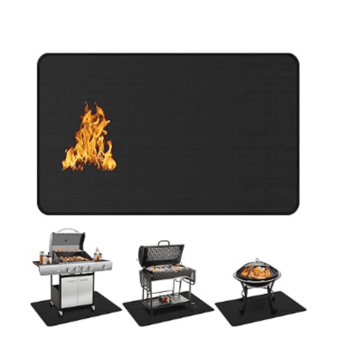 60 x 40 inch Under Grill Mats for Outdoor Grill, Double-Sided Fireproof ...