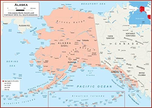 60 x 42 Giant Alaska State Wall Map Poster with Counties - Classroom ...