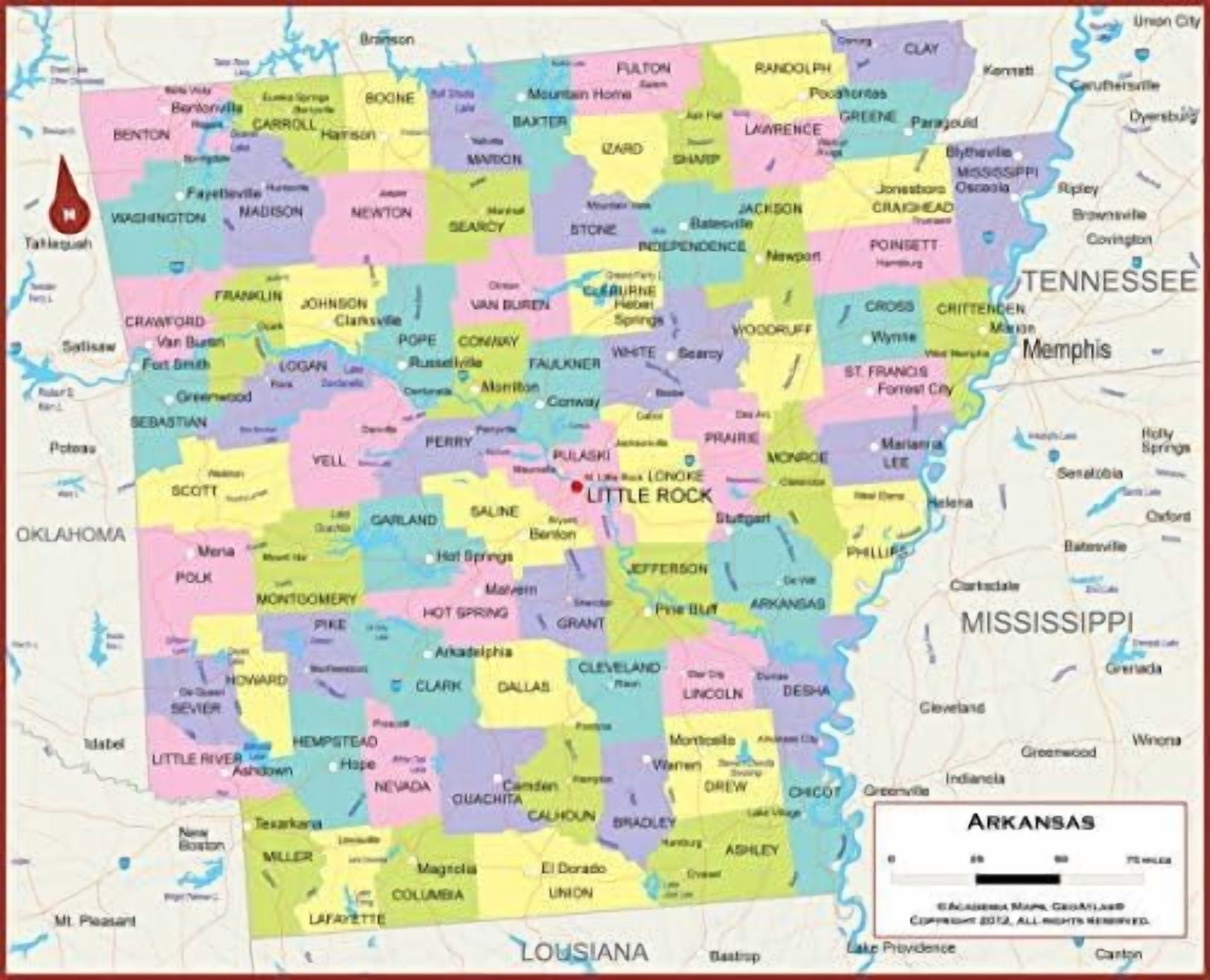 60 x 49 Giant Arkansas State Wall Map Poster with Counties - Classroom ...