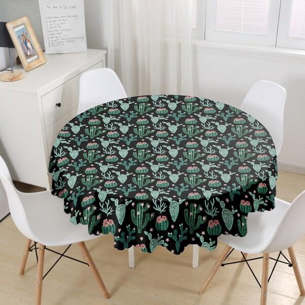 60" x 60"Cactus Tablecloth|Round Succulent Table Linen|Farmhouse ...