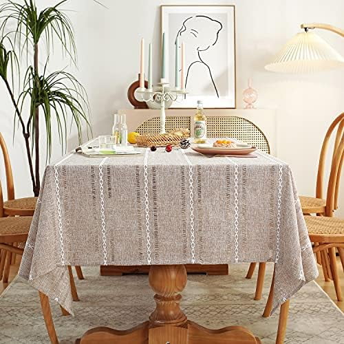 60 x 60 inches Farmhouse Style Linen tablecloths, Wrinkle Resistant ...