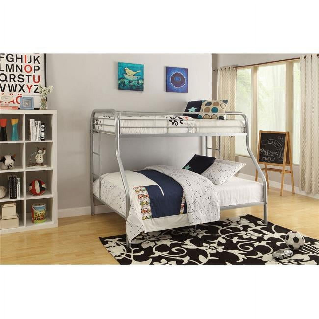 60 x 78 x 54 in. Metal Tube Twin Full Bunk Bed - Silver - Walmart.com