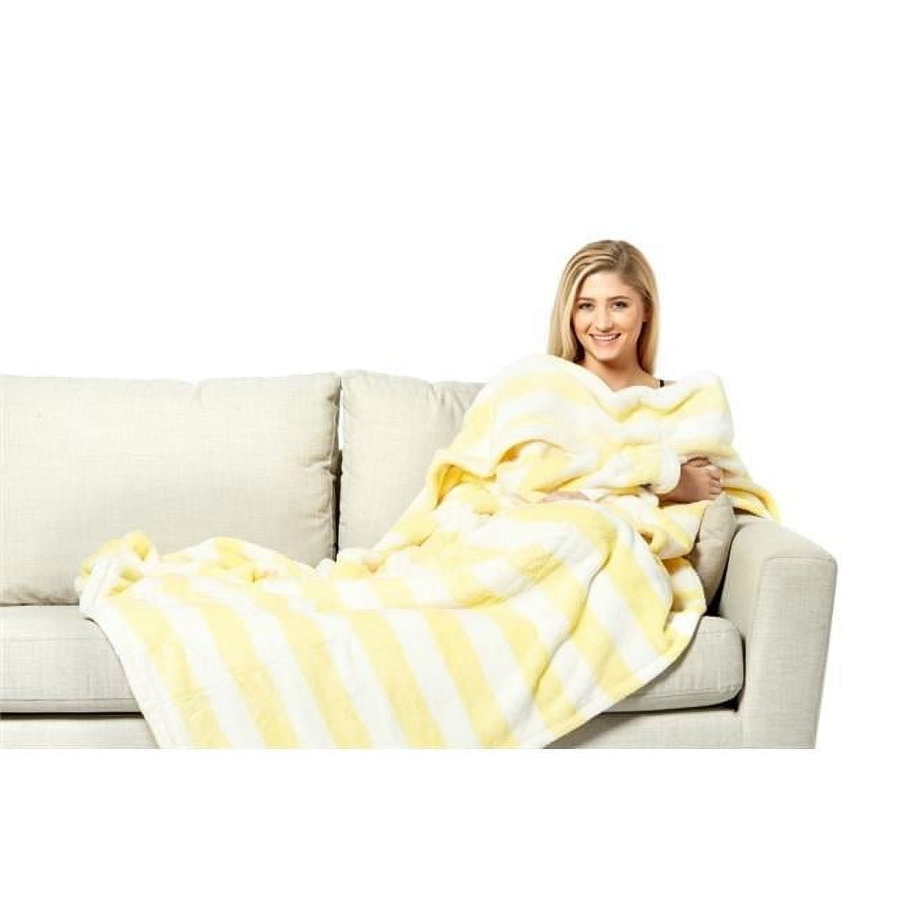 60 x 80 in. The Ultimate Slanket with Hand & Foot Pocket, Yellow Stripe ...
