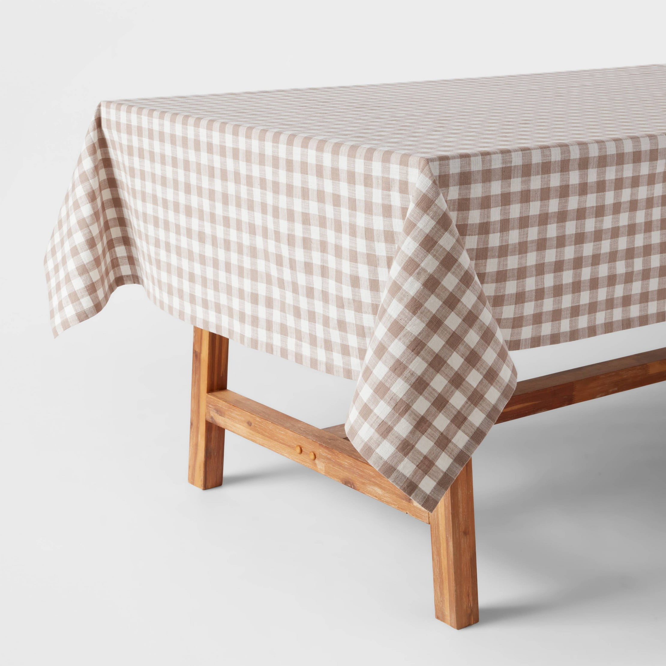 60" x 84" Cotton Gingham Tablecloth Taupe - Traditional Rectangle ...