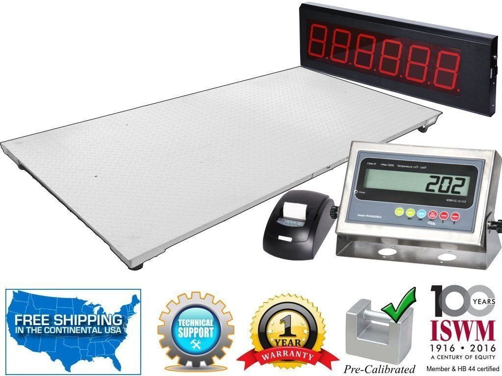 60" x 84" Industrial Floor Scale with Printer & Scoreboard l 5000 lbs x ...