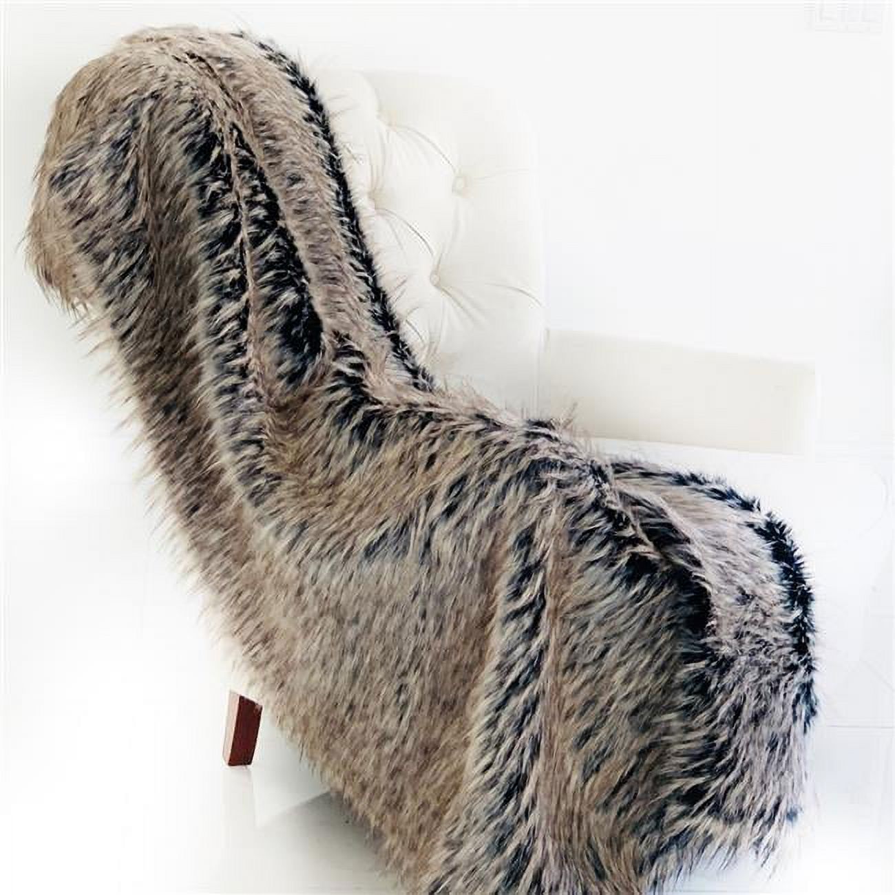 60 x 84 in. Plush Handmade Luxury Faux Fur Throw, Foxy Brown & Gray ...