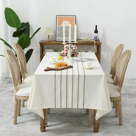 60 x 84 inches Farmhouse Style Linen tablecloths, Wrinkle Resistant ...