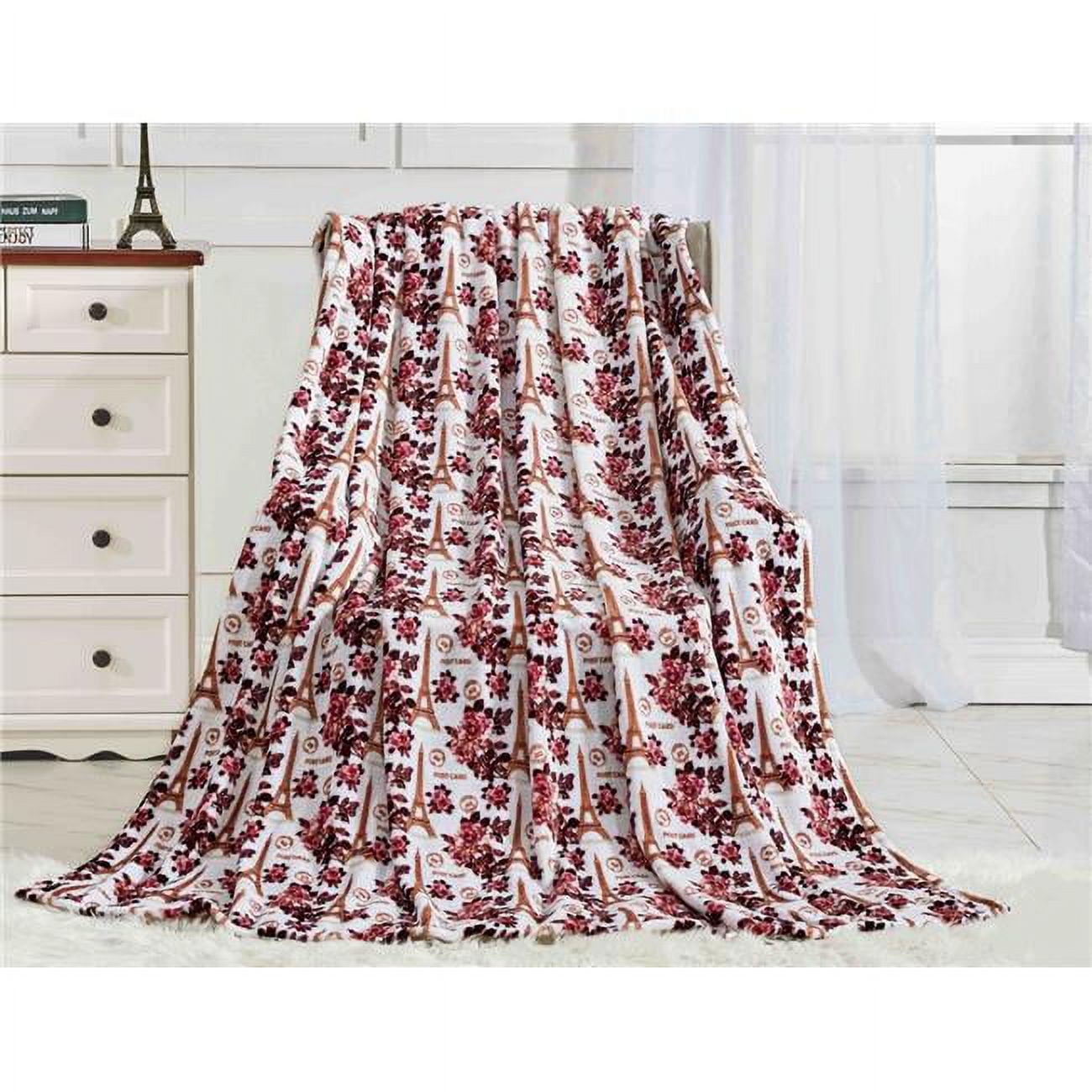 60 x 90 in. Printed Fleece Bed Throw Blanket, Postcards from Paris ...