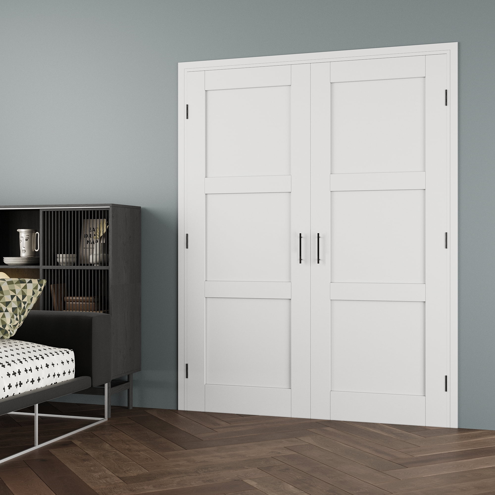 60" x 96" 3 Panel Double Doors with French Door Ready-to-Assemble Jamb ...