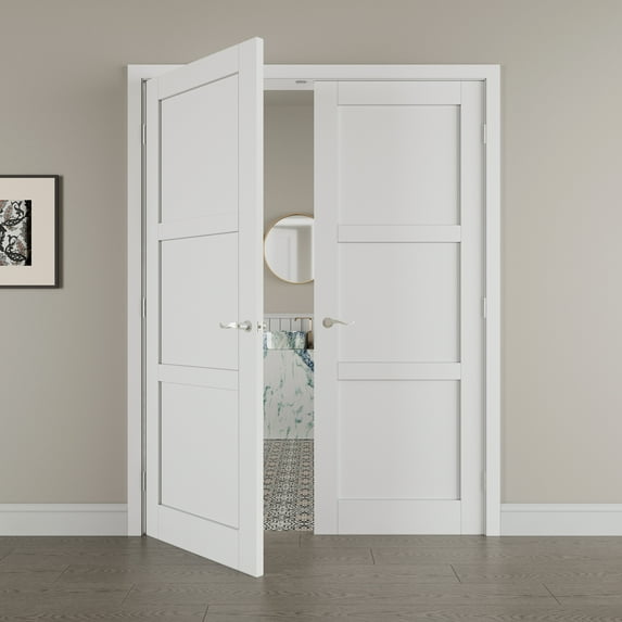 60" x 96" 3 Panel Double Doors with French Door Ready-to-Assemble Jamb ...