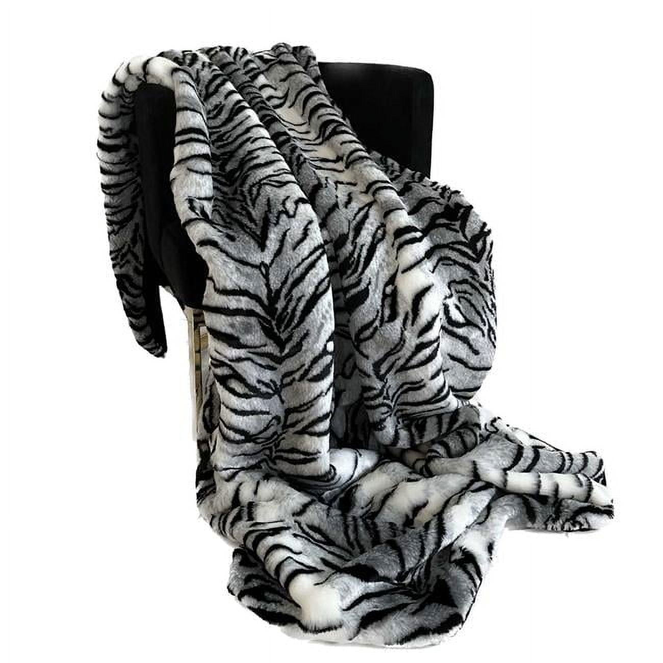 60 x 96 in. Zebra Faux Fur Luxury Throw Blanket, Black & White ...