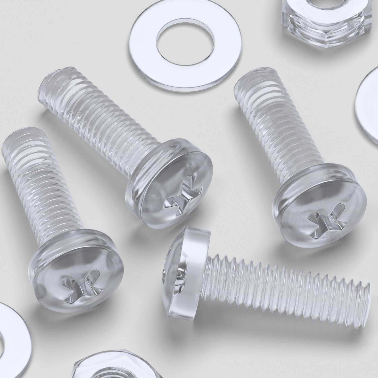 60 x Transparent Clear Plastic Acrylic, Pan Head, M3 x 10mm Nuts ...