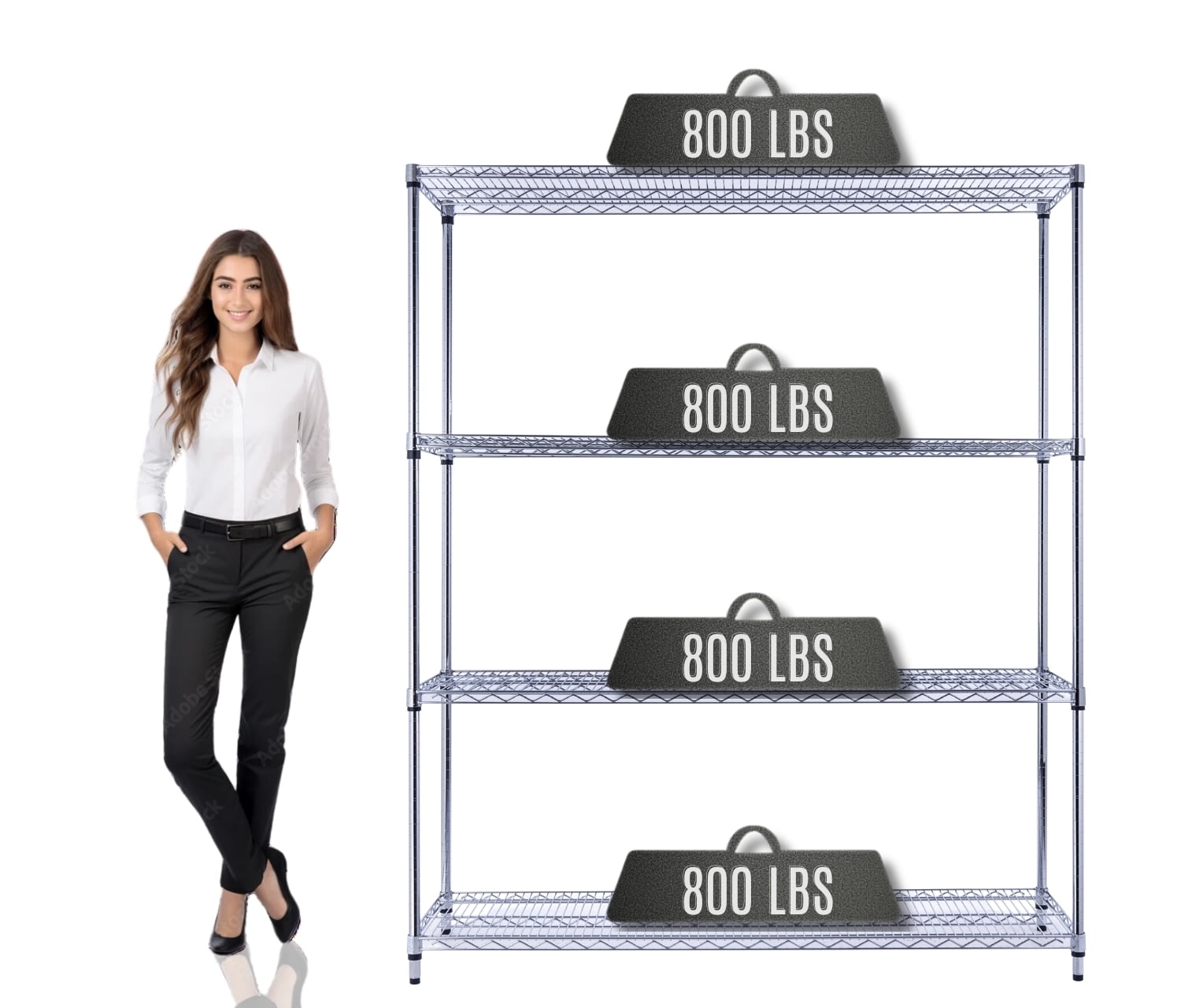 60"x18"x72" Prime Heavy Duty Chrome 4-Tier Wire Shelving NSF 3200 LBS ...