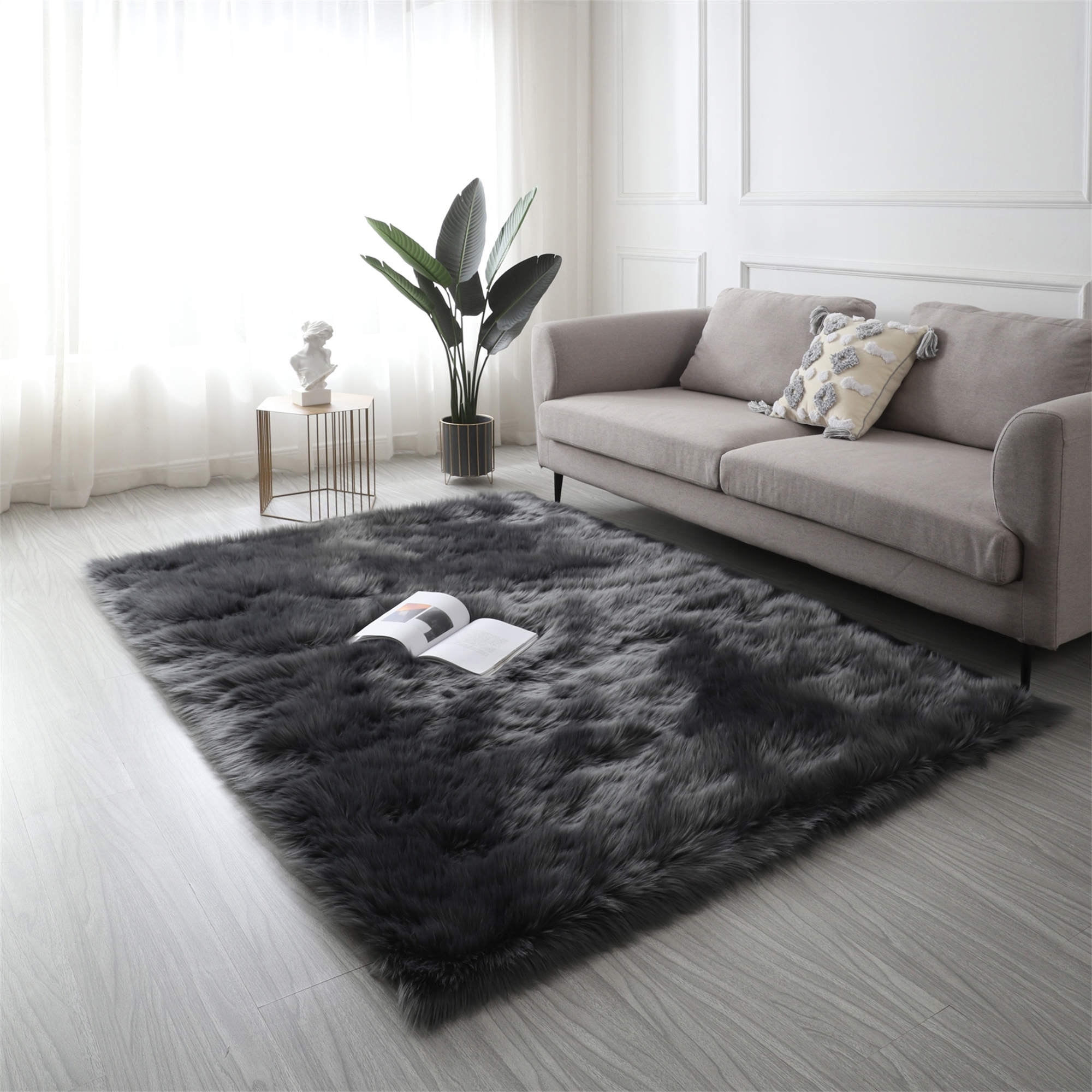 60"x35.5" Ultra Soft Fluffy Rugs, Faux Fur Sheepskin Area Rug for ...