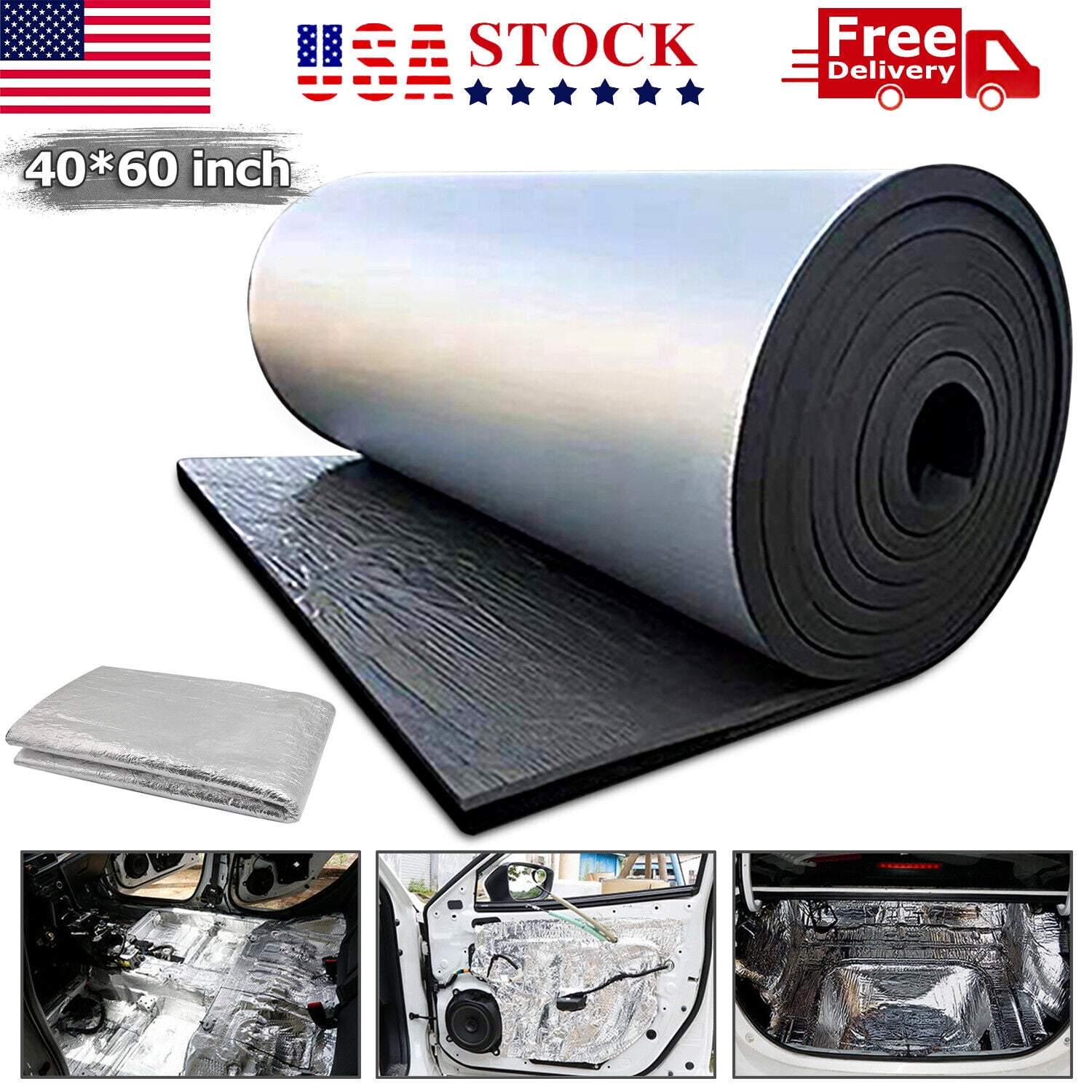 60"x40" 394mil Firewall Sound Deadener Car Heat Shield Insulation ...