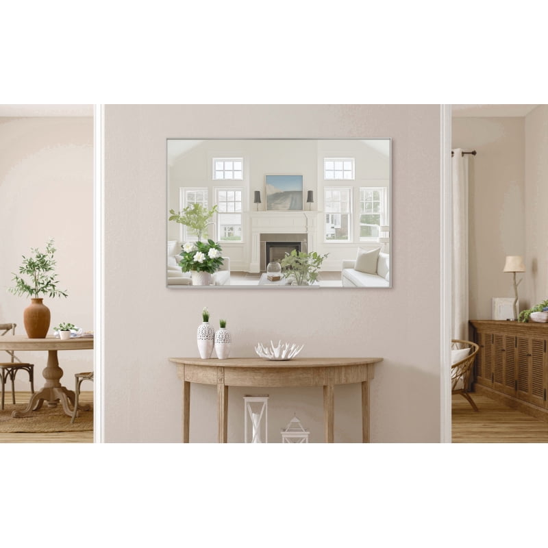 60"x40" Oversized Modern Rectangle Bathroom Mirror with walnut Frame ...