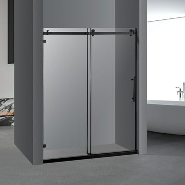 VIGO Elan 60 in. W Stainless Steel Frameless Shower Door, Frosted Glass ...