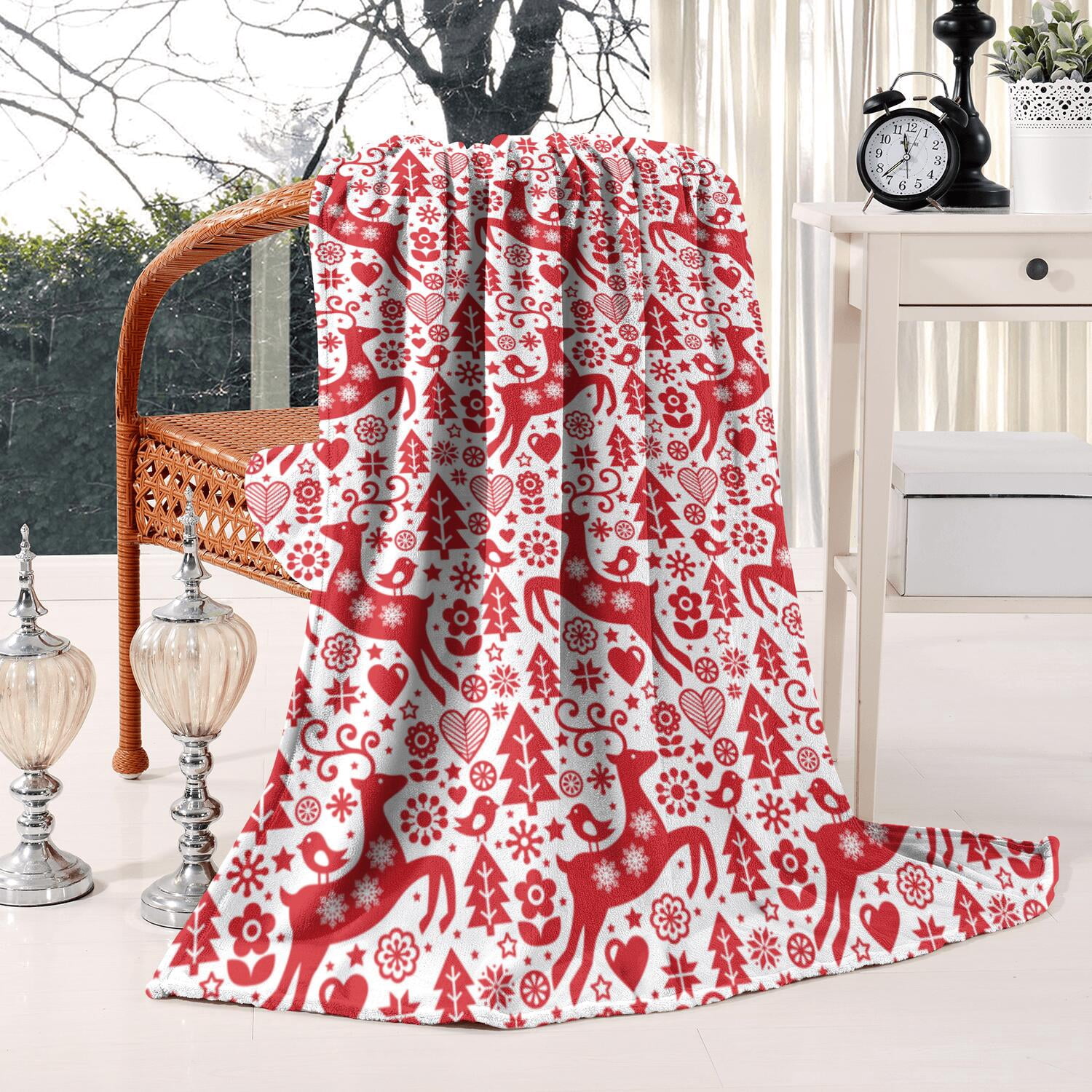60"x80" Holiday Cheer Flannel Throw Blanket Christmas Themed Cozy ...