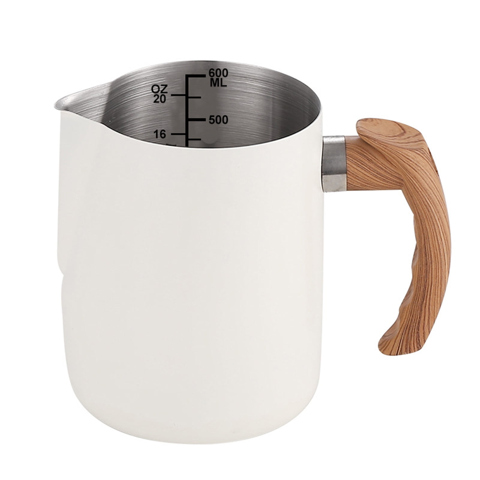 600/1000ML Milk Frothing Pitcher - Precise Scale, Wooden Handle ...