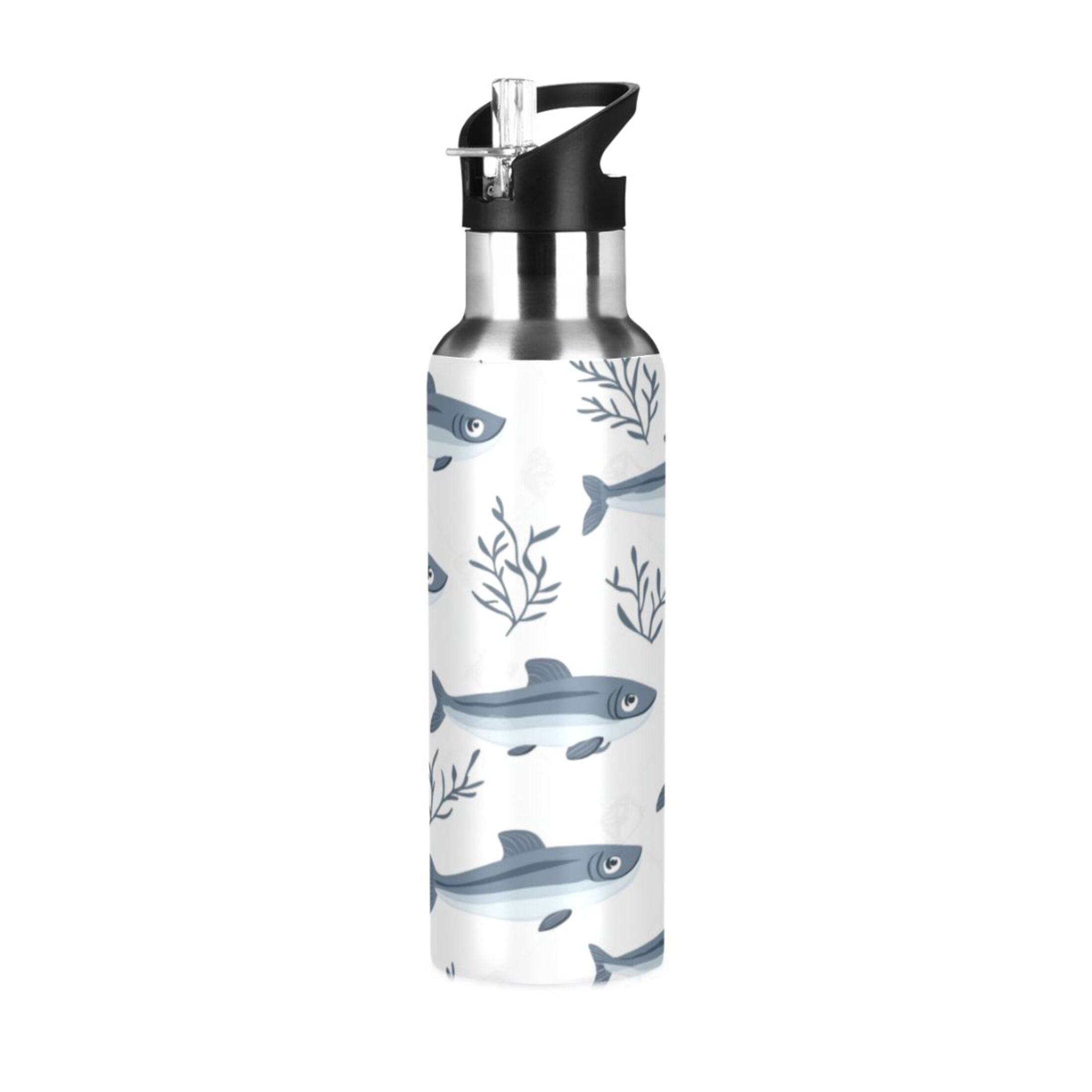 600/1000ML Stainless Steel Sport Water Bottle with Straw Lid Leak Proof ...