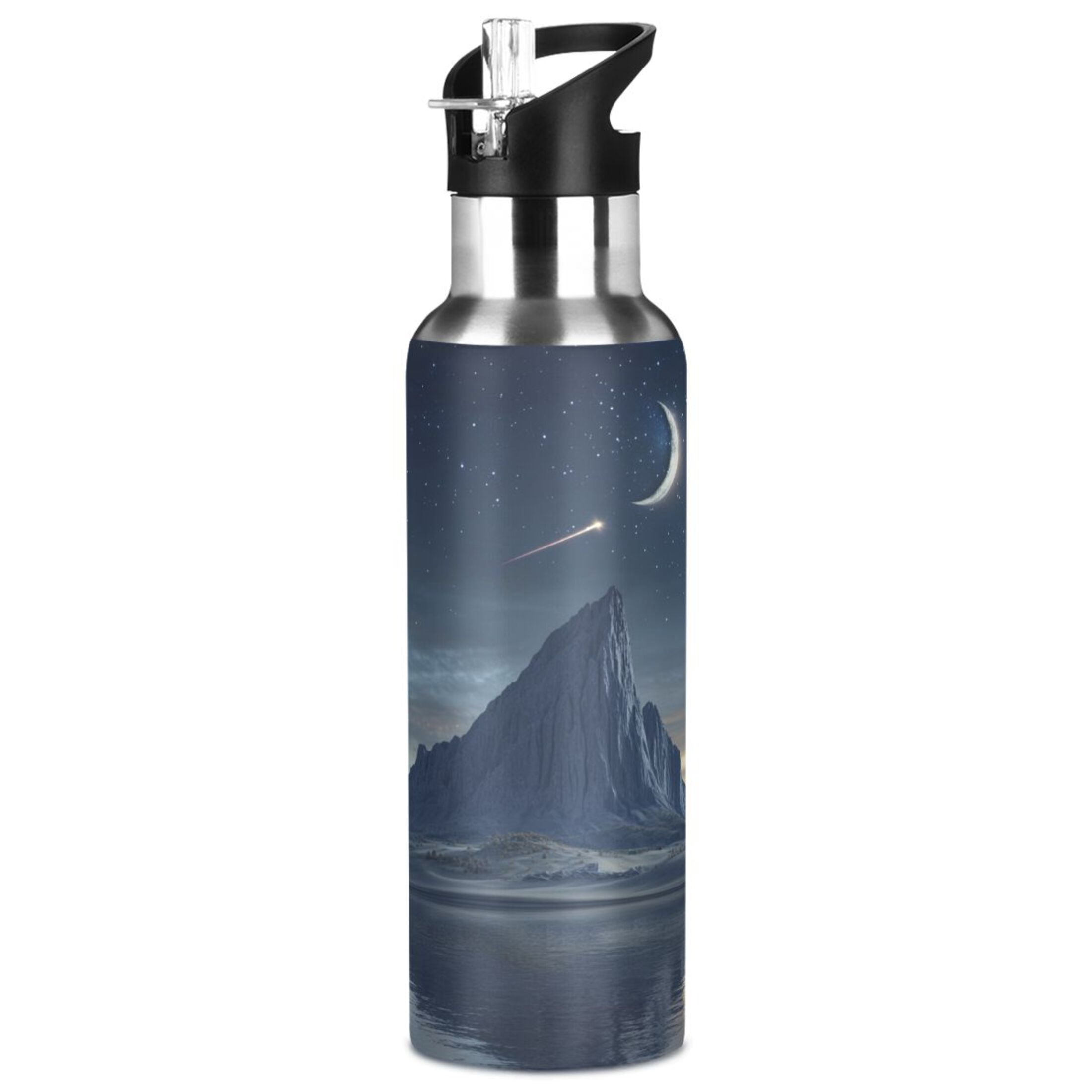 600/1000ML Stainless Steel Sport Water Bottle with Straw Lid Leak Proof ...