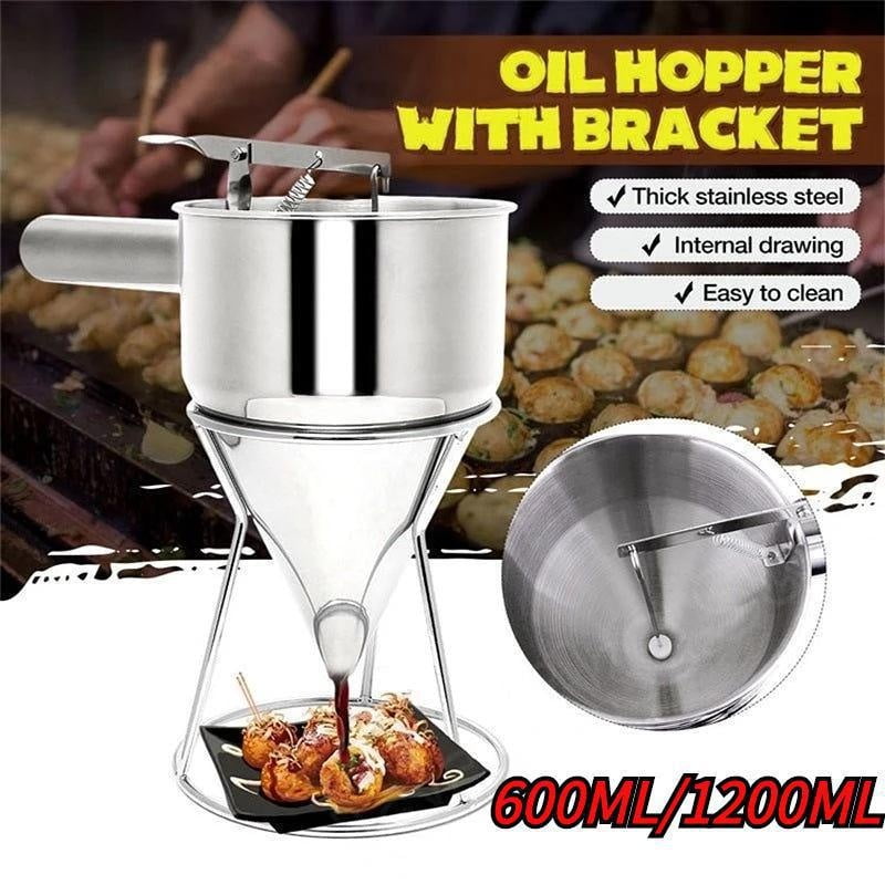 600/1200ML Oil Hopper With Bracket Stainless Steel Funnel Dispenser ...