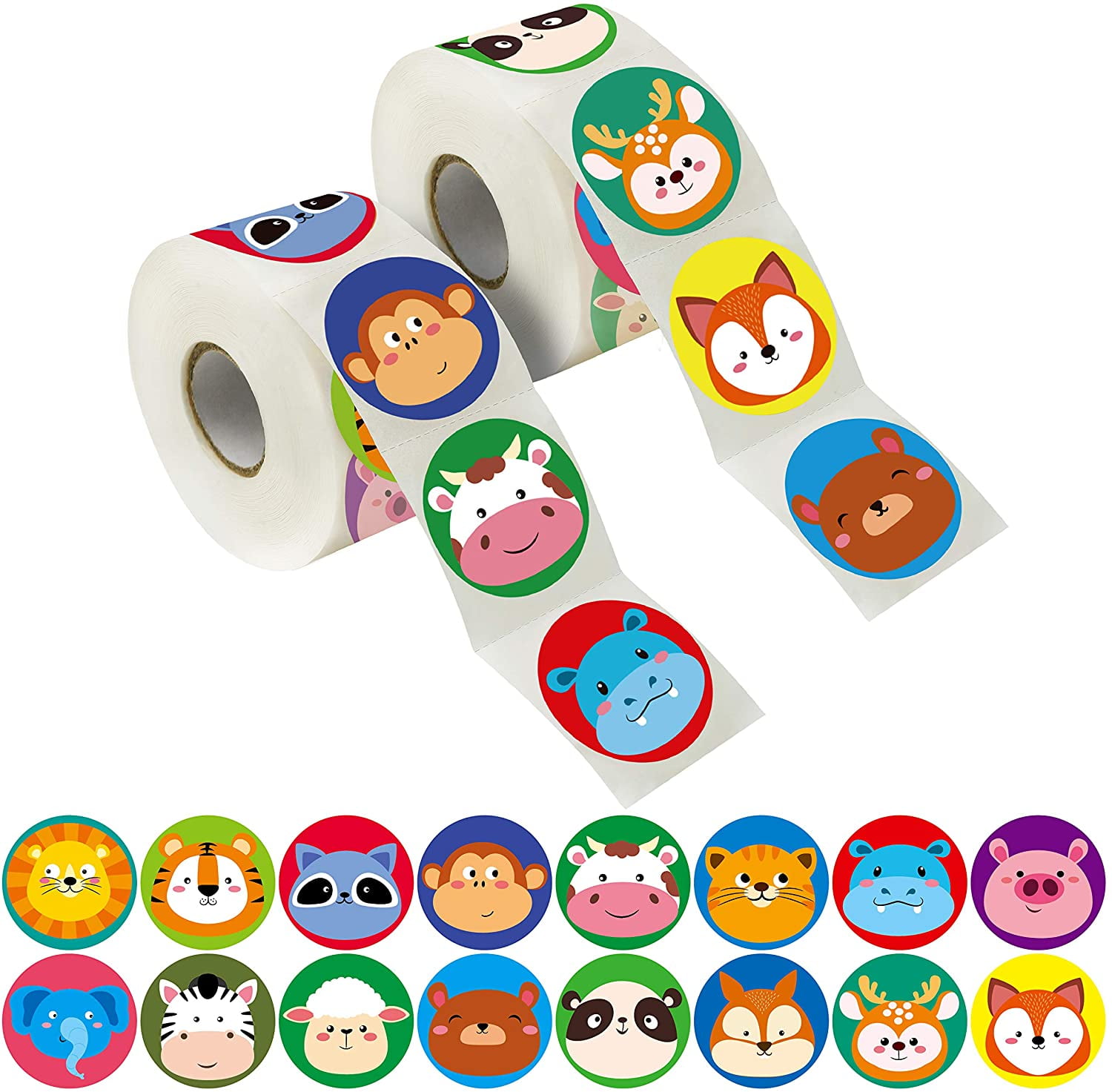 600 Adorable Round Animal Encouraging Incentive Stickers in 16 Designs ...