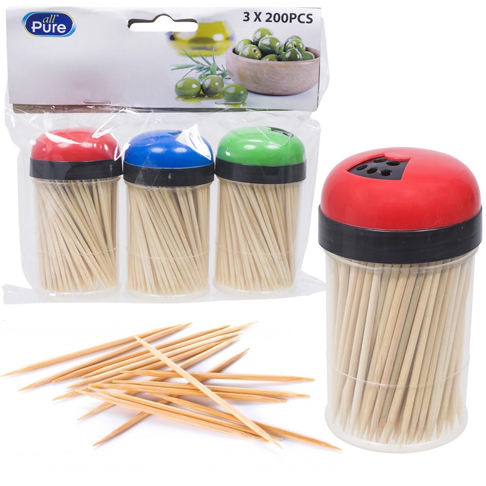 600 Bamboo Wooden Toothpicks Fruit Picks Natural Round Catering Party ...