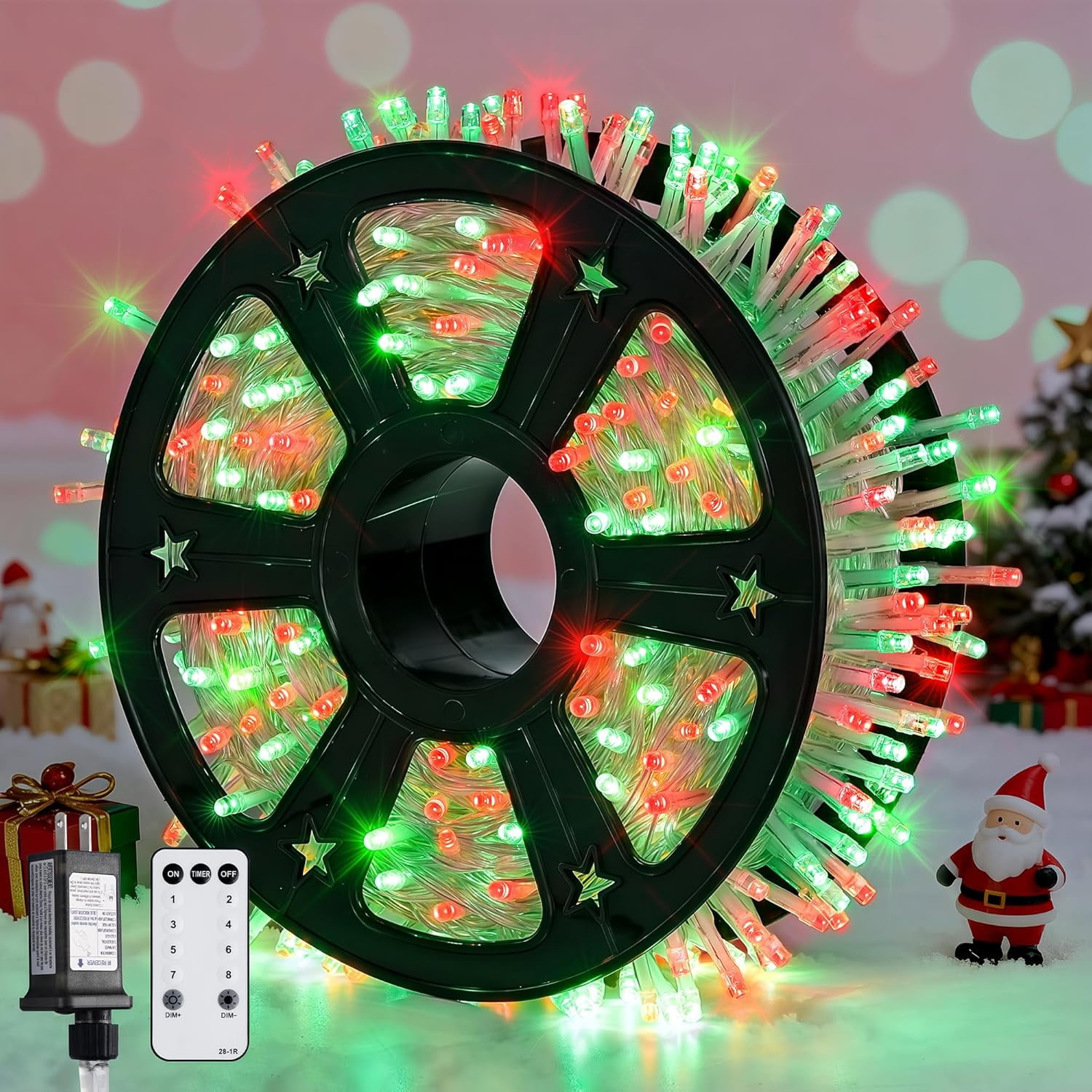 600 Christmas String Lights Outdoor, Red and Lights Clear Wire ...