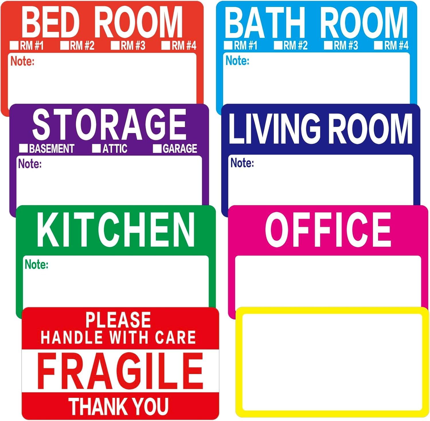 600 Count 3.5 x 2 Large Home Moving Packing Box Labels for 3-4 Bedroom ...