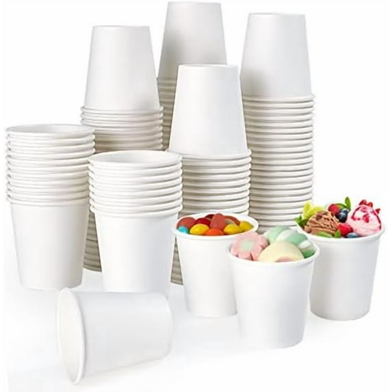 600 Count 4 oz Paper Cups, Disposable Bathroom Mouthwash White Espresso ...