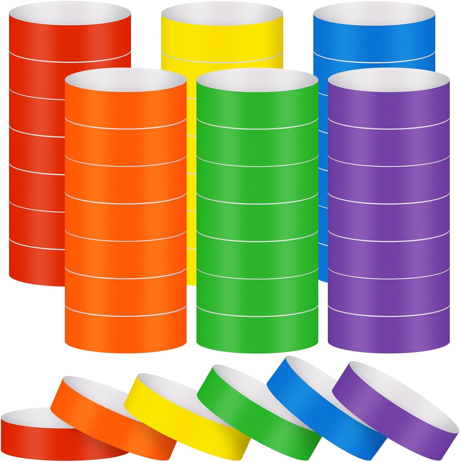 600 Counts Paper Wristbands Neon Wrist Bands Waterproof Hand Bands for ...