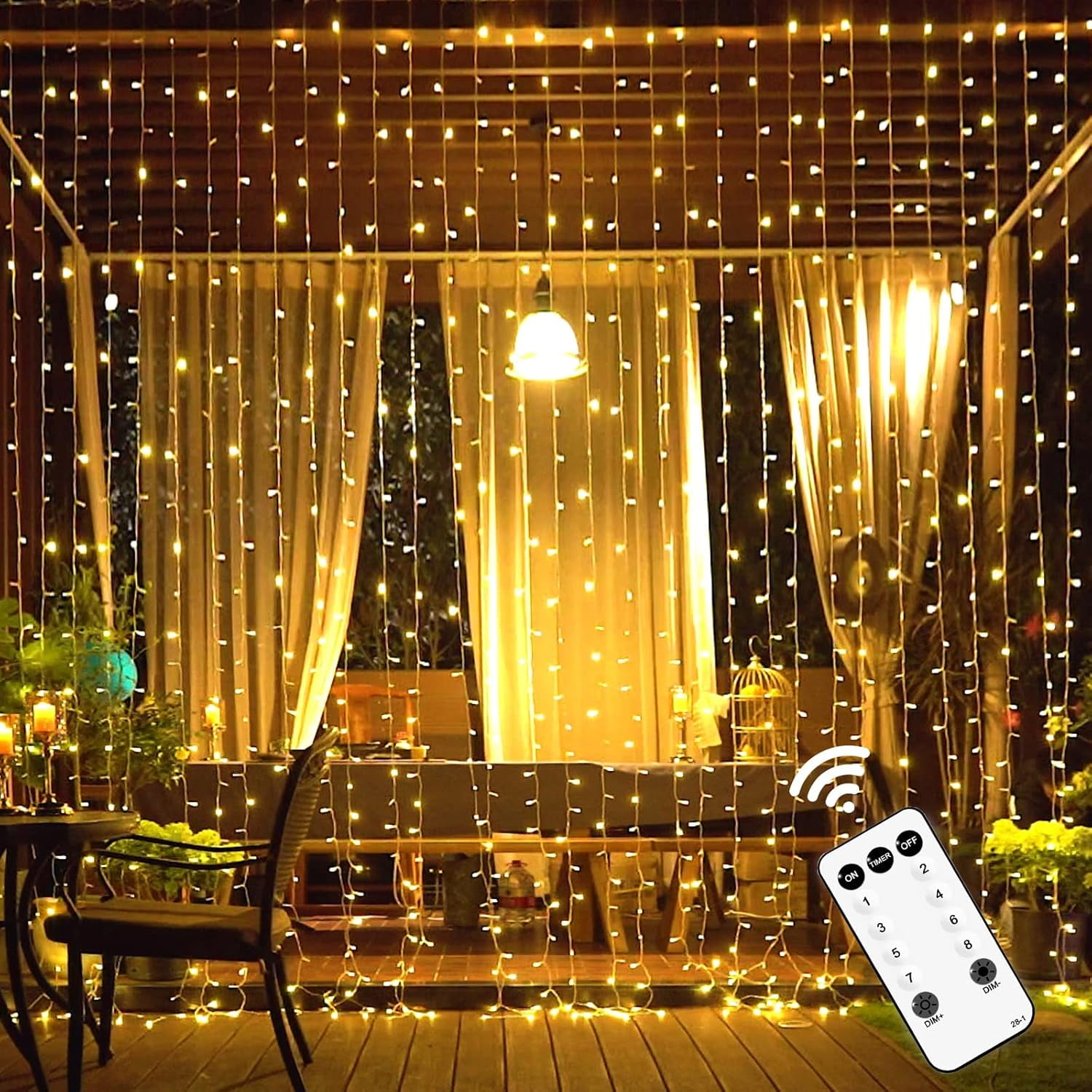 600 Curtain Lights Outdoor, 9.5x19.6ft Christmas String Light Plug in ...