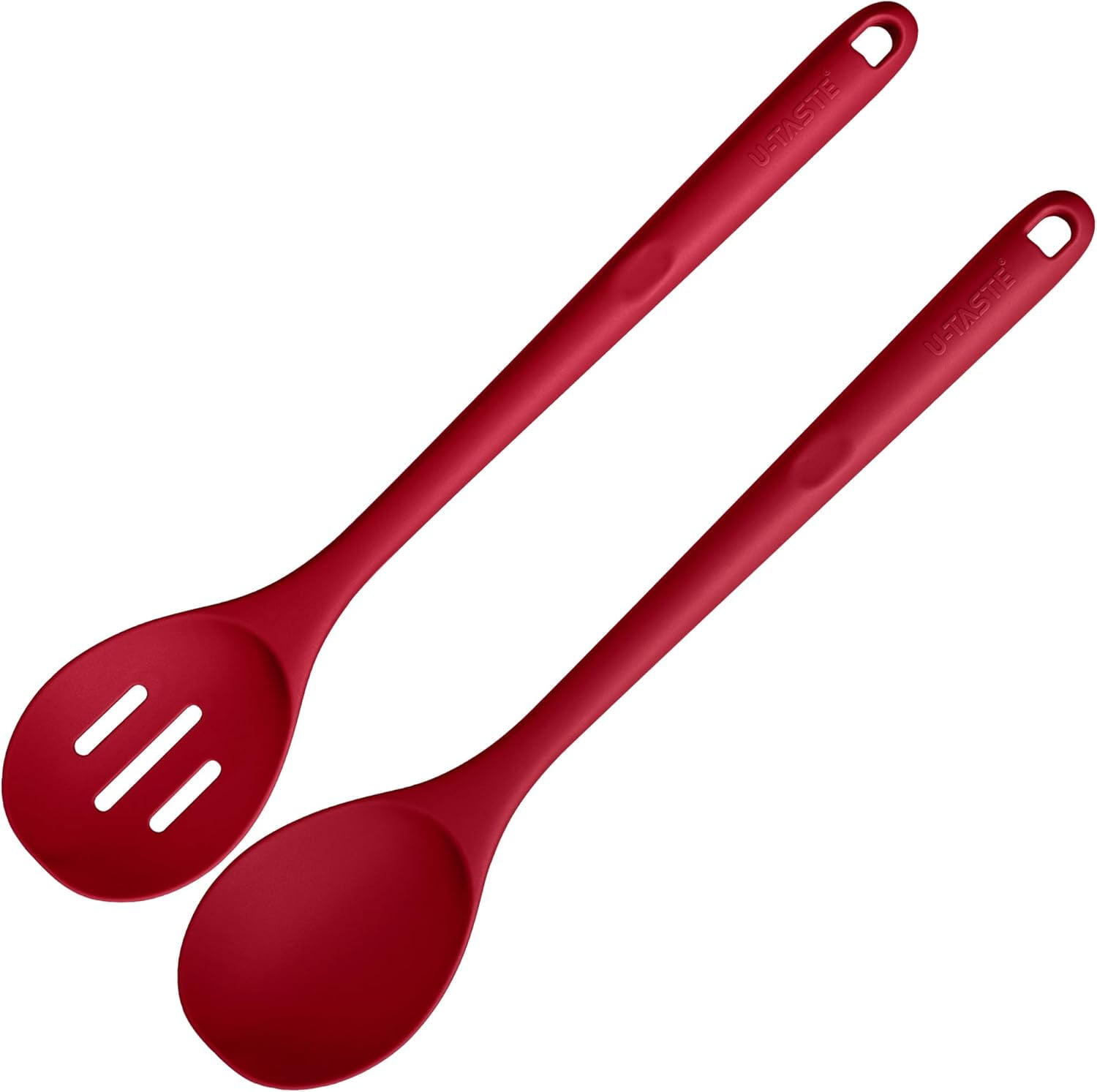 600°F Heat Resistant Silicone Spoons: U-Taste 13.3in Solid & Slotted ...